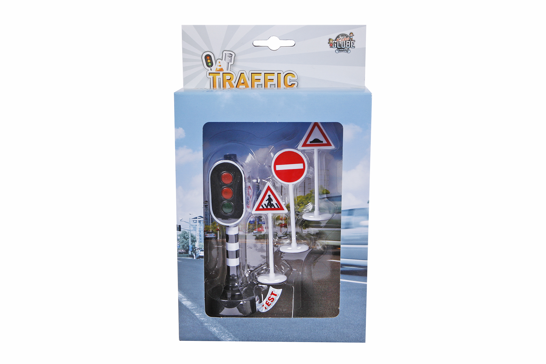 Traffic light with 3 traffic signs – KidsGlobe